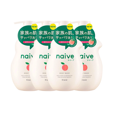 KRACIE 肌美精 naive 桃叶精华沐浴露 大瓶装 530ml×4_KRACIE 肌美精 naive 桃叶精华沐浴露 大瓶装 530ml×4身体护理沐浴露/皂_豌豆公主